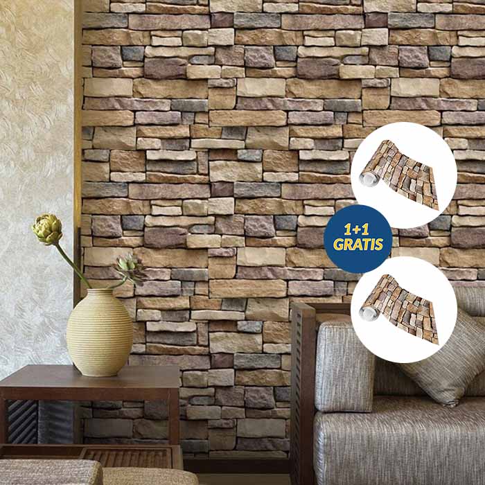 WallCover, τρισδιάστατα αυτοκόλλητα τοίχου με όψη φυσικού τούβλου (1+1 ...